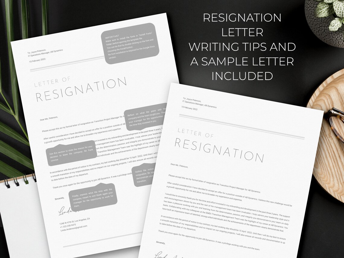 Professional Resignation Letter Template + Sample Letter & Writing Tips ...