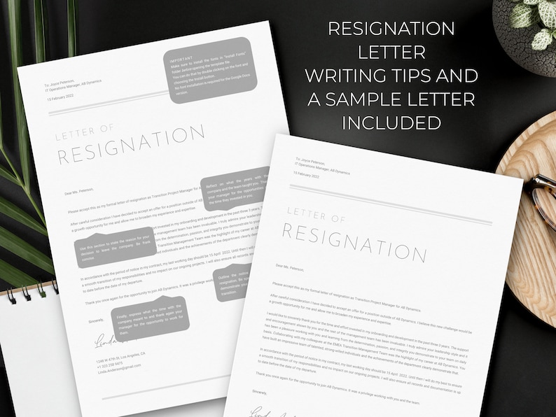 Professional Resignation Letter Template + Sample Letter & Writing Tips ...