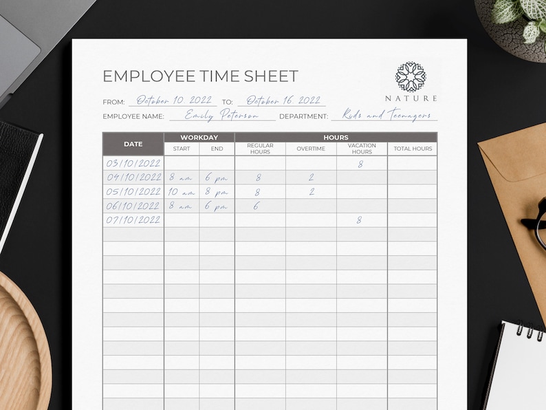 Employee Time Sheet - Monthly | Editable and Printable | Time Card ...