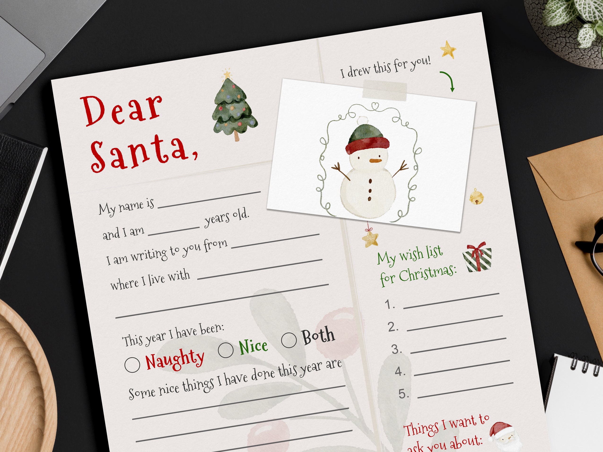 Letter to Santa Template | Santa Letter Printable | Dear Santa Letter ...