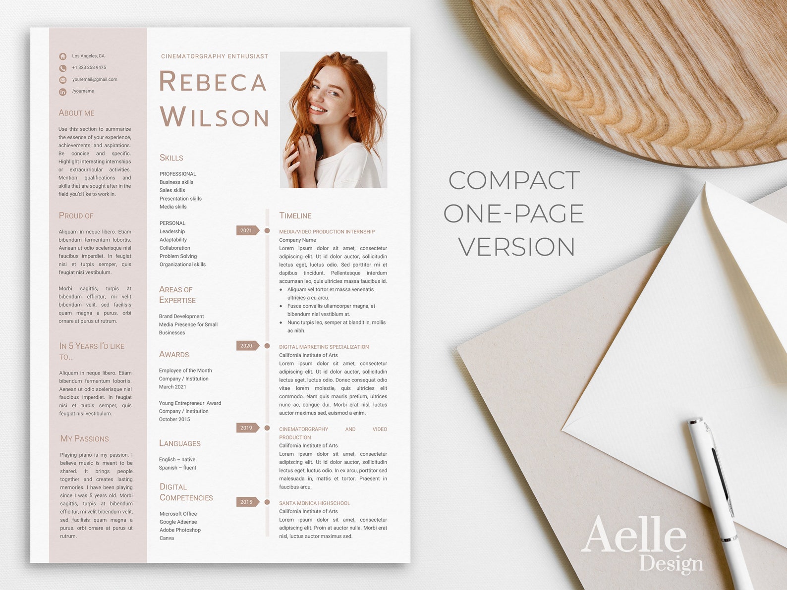 Compact One-page Resume Template | Mac Pages and Word Resume Template ...
