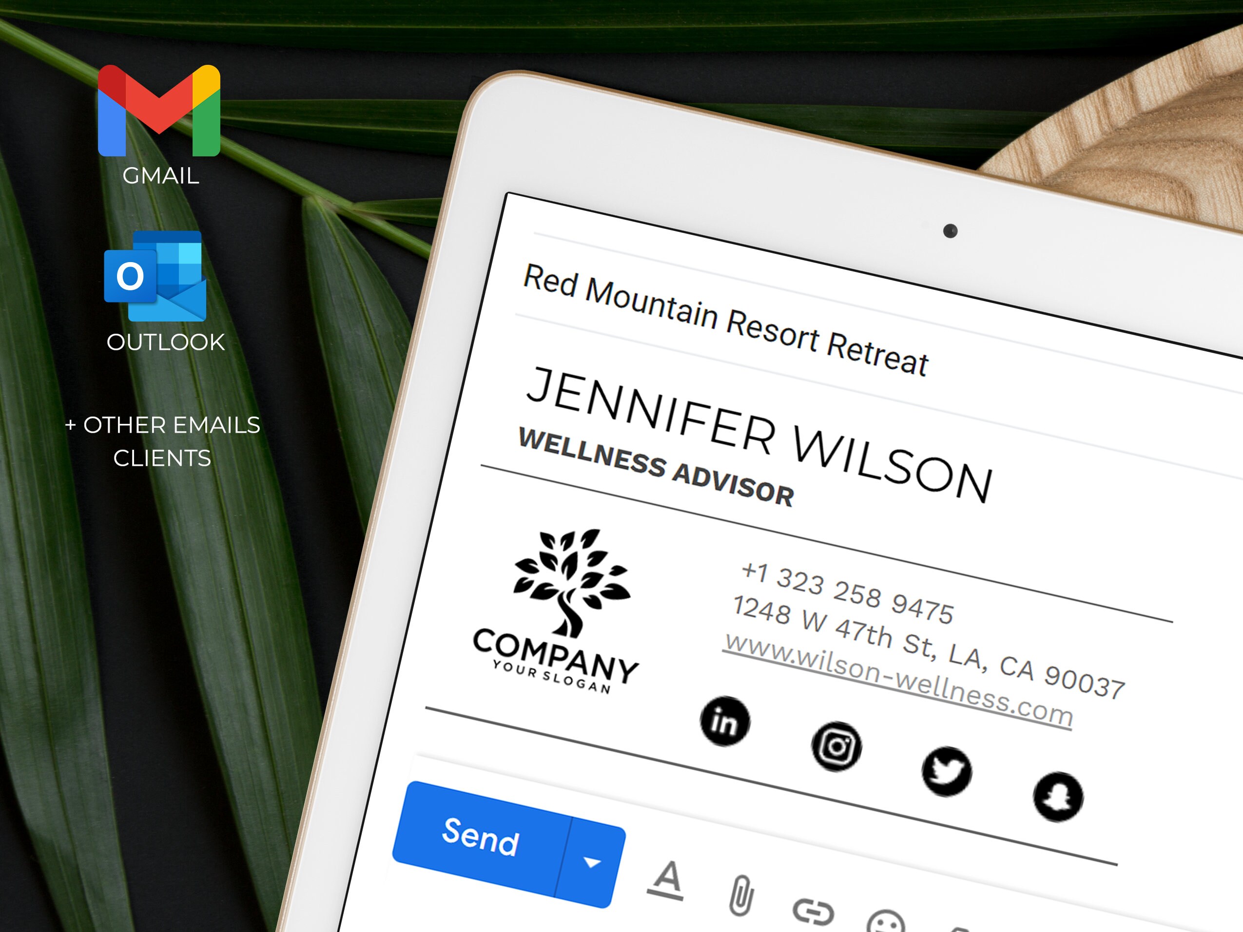Email Signature Template With Clickable Social Media Links | Gmail ...