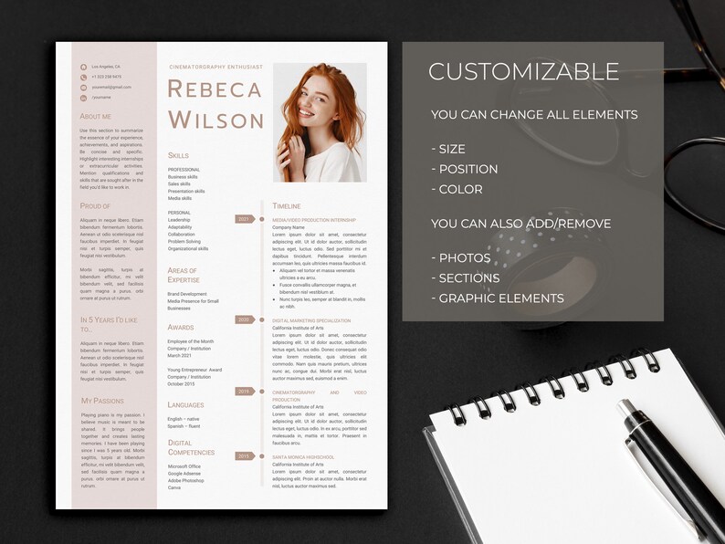 Compact One-page Resume Template | Mac Pages and Word Resume Template ...