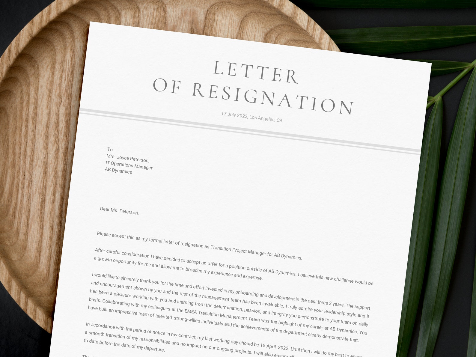 Resignation Letter Template + Writing Tips & Sample Letter ...