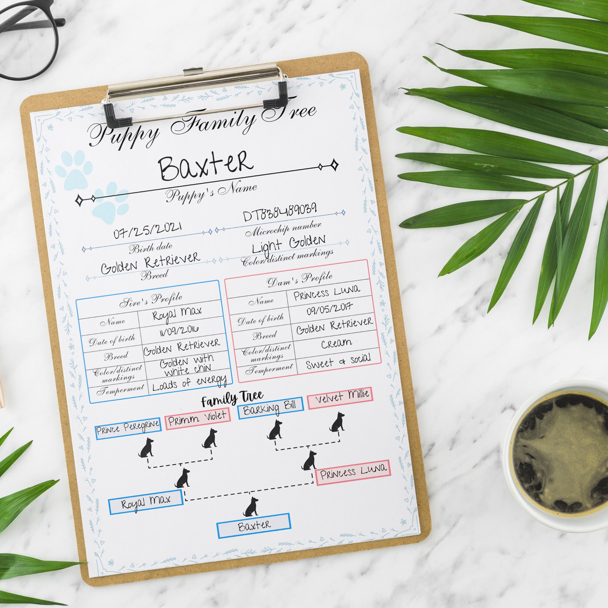 PUPPY PROFILE FORMS Puppy Family Tree Puppy Vaccine Record - Etsy