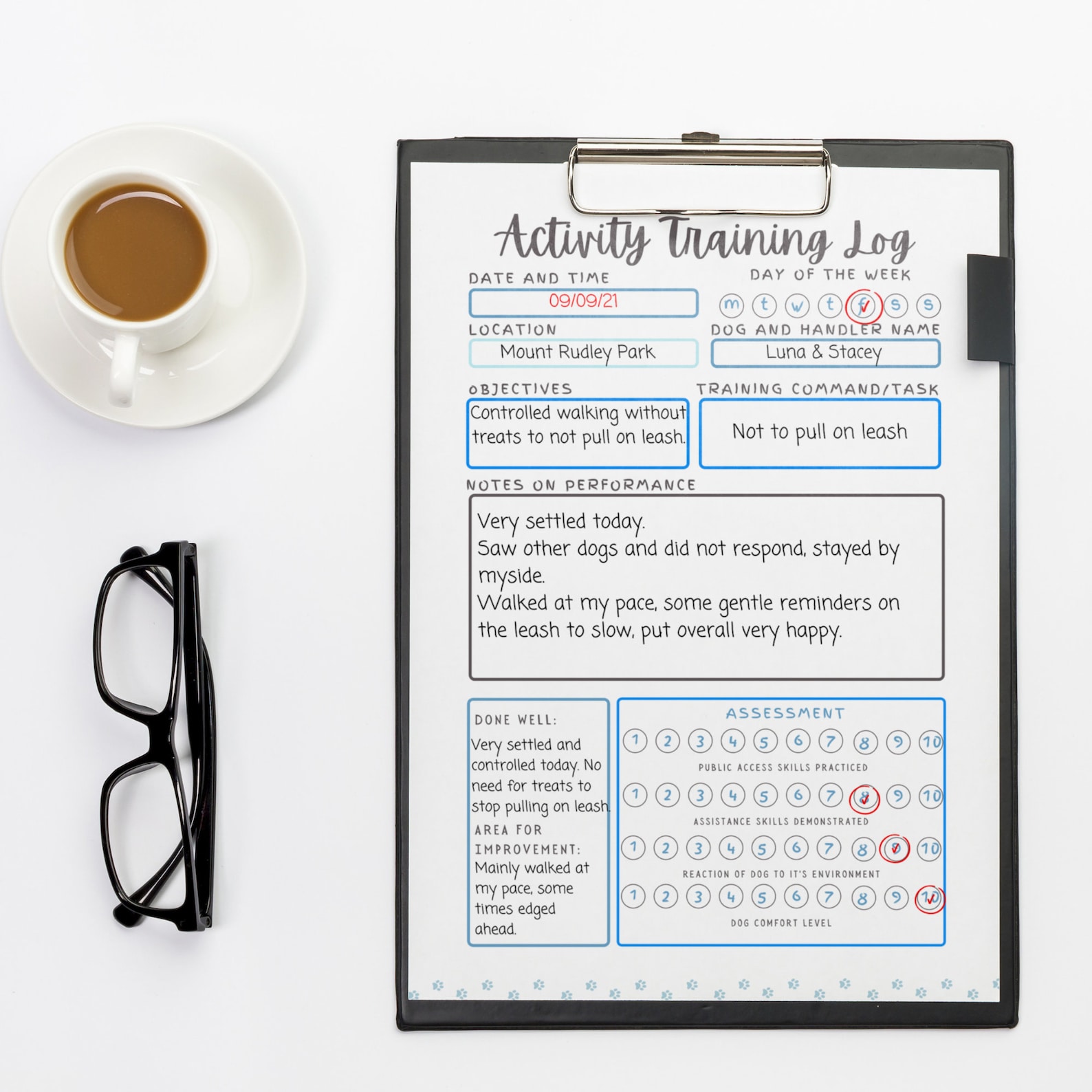 SERVICE DOG TRAINING Log Printable Service Dog Handler - Etsy