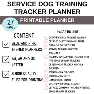 SERVICE DOG TRAINING Log Printable Service Dog Handler Service Dog ...