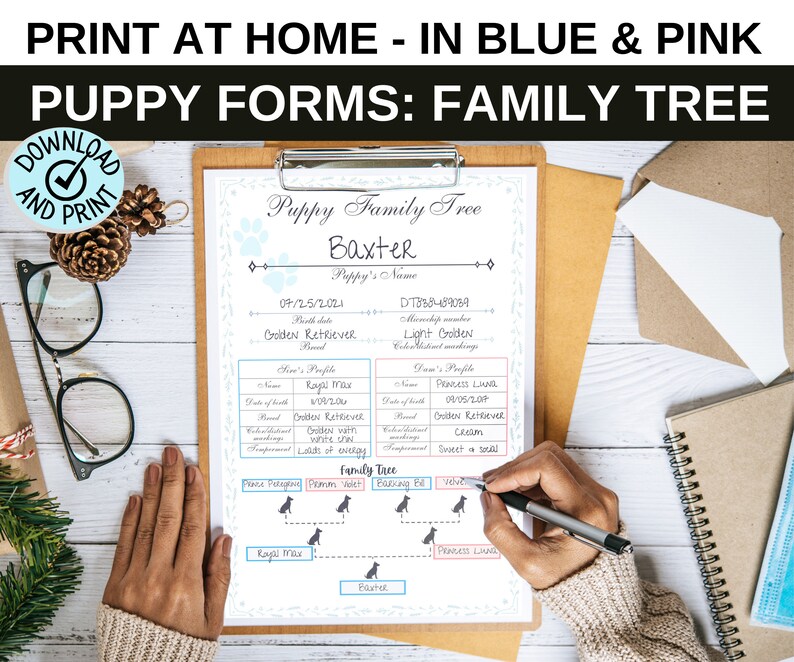 PUPPY PROFILE FORMS | Pedigree Chart | Puppy Family Tree | Breeder ...