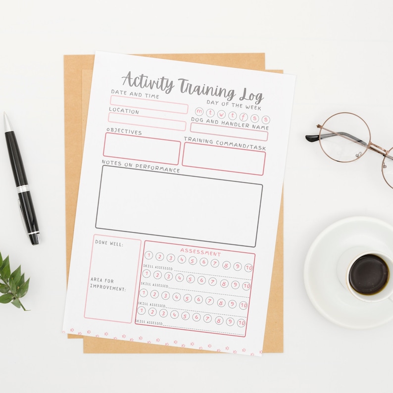 SERVICE DOG TRAINING Log Printable Service Dog Handler - Etsy