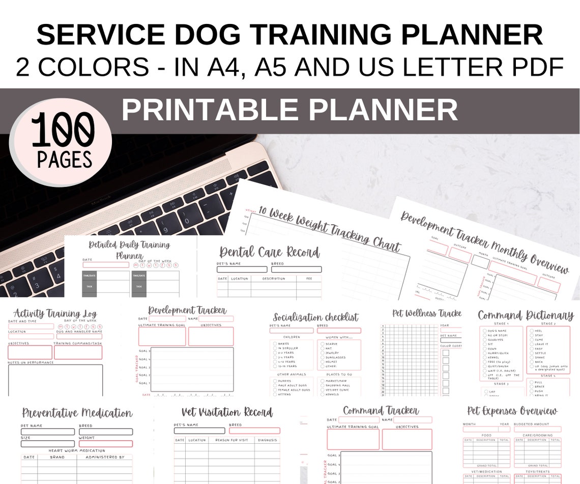 SERVICE DOG TRAINING Log Printable Service Dog Handler - Etsy