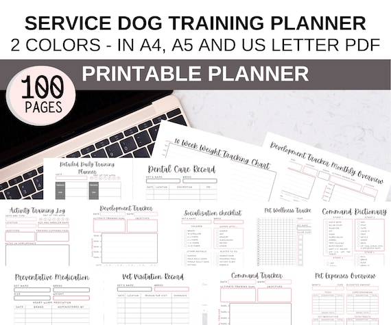 SERVICE DOG TRAINING Log Printable Service Dog Handler - Etsy