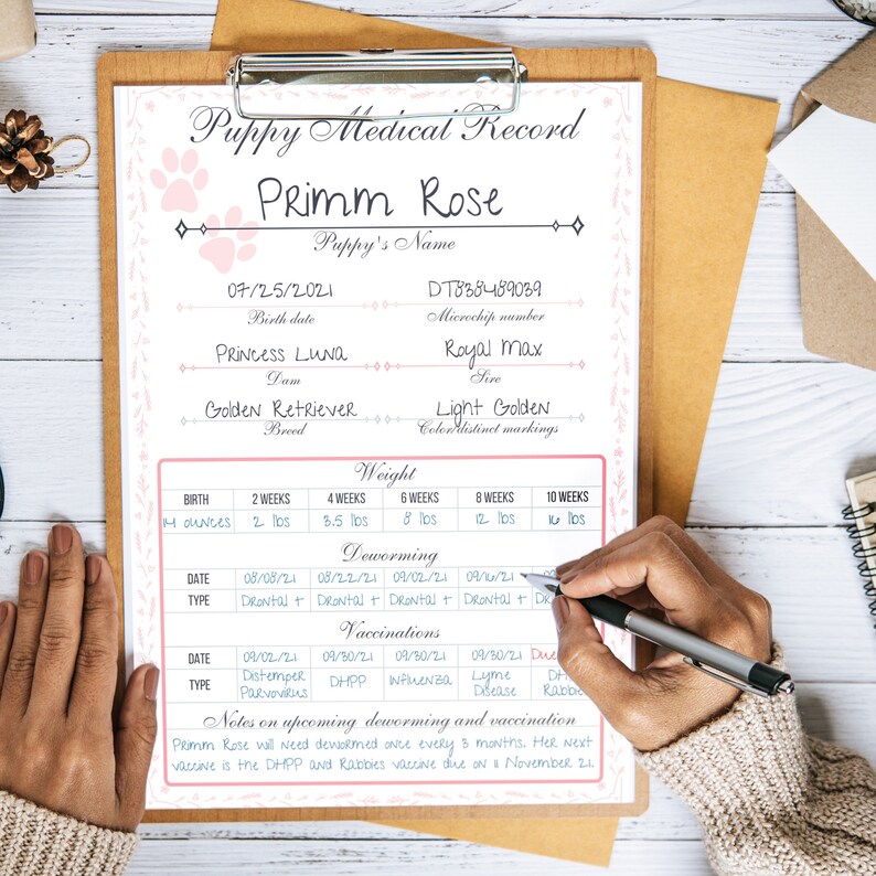 PUPPY MEDICAL RECORDS Breeder Litter Records Breeder Litter Forms Puppy ...