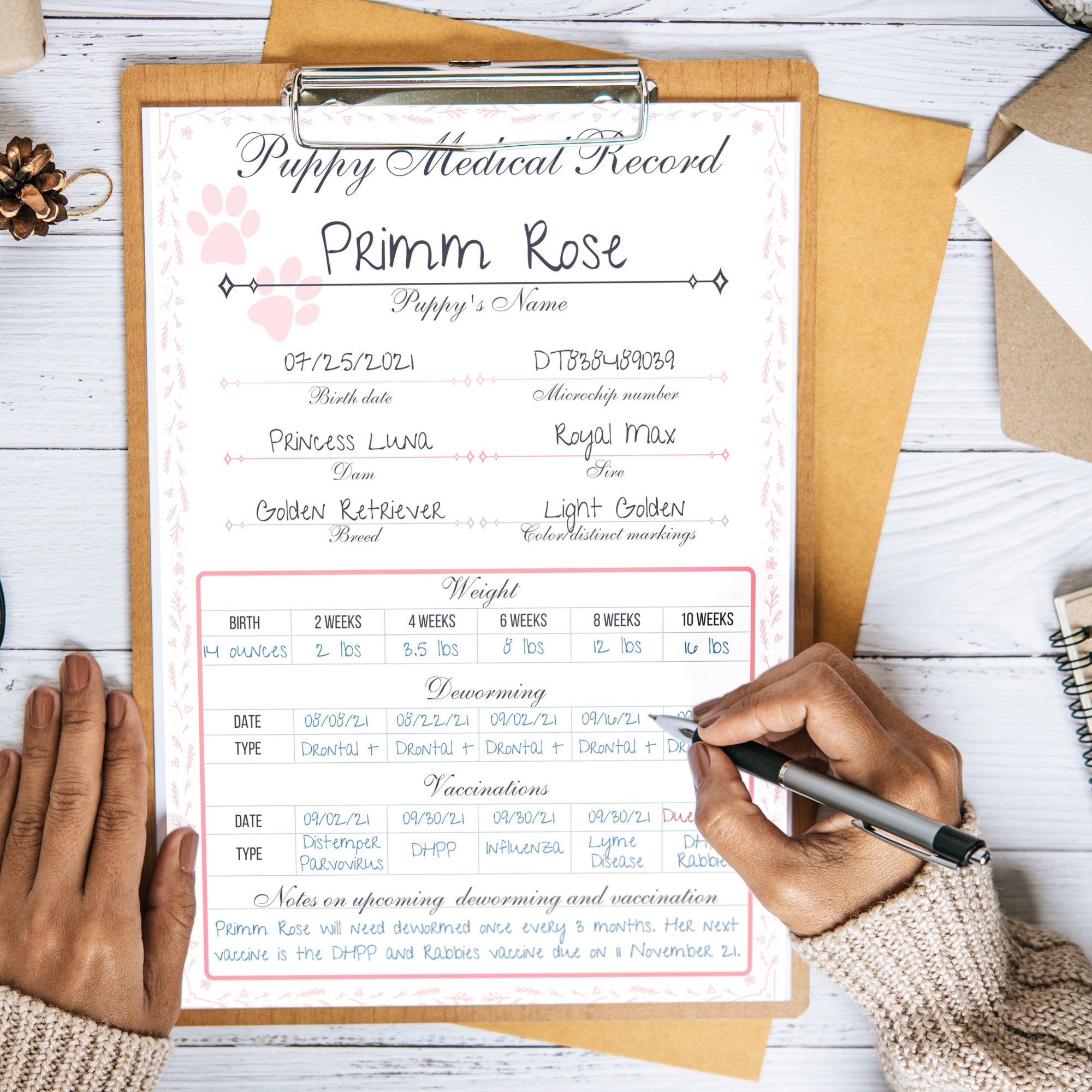 PUPPY MEDICAL RECORDS Breeder Litter Records Breeder Litter Forms Puppy ...