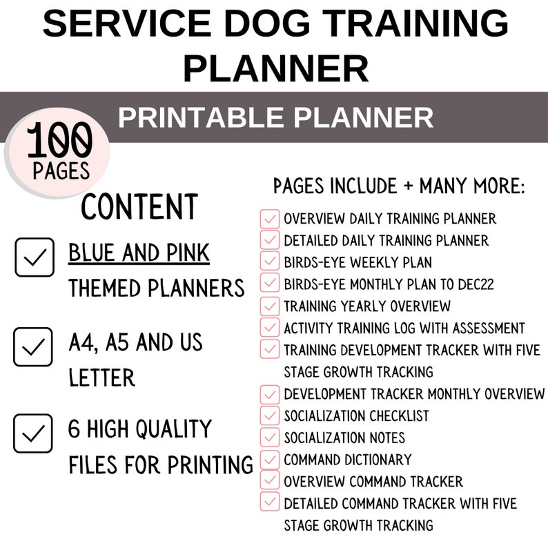 SERVICE DOG TRAINING Log Printable Service Dog Handler - Etsy