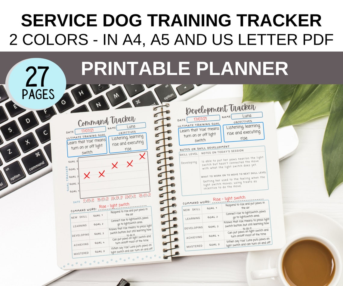 SERVICE DOG TRAINING Log Printable Service Dog Handler - Etsy