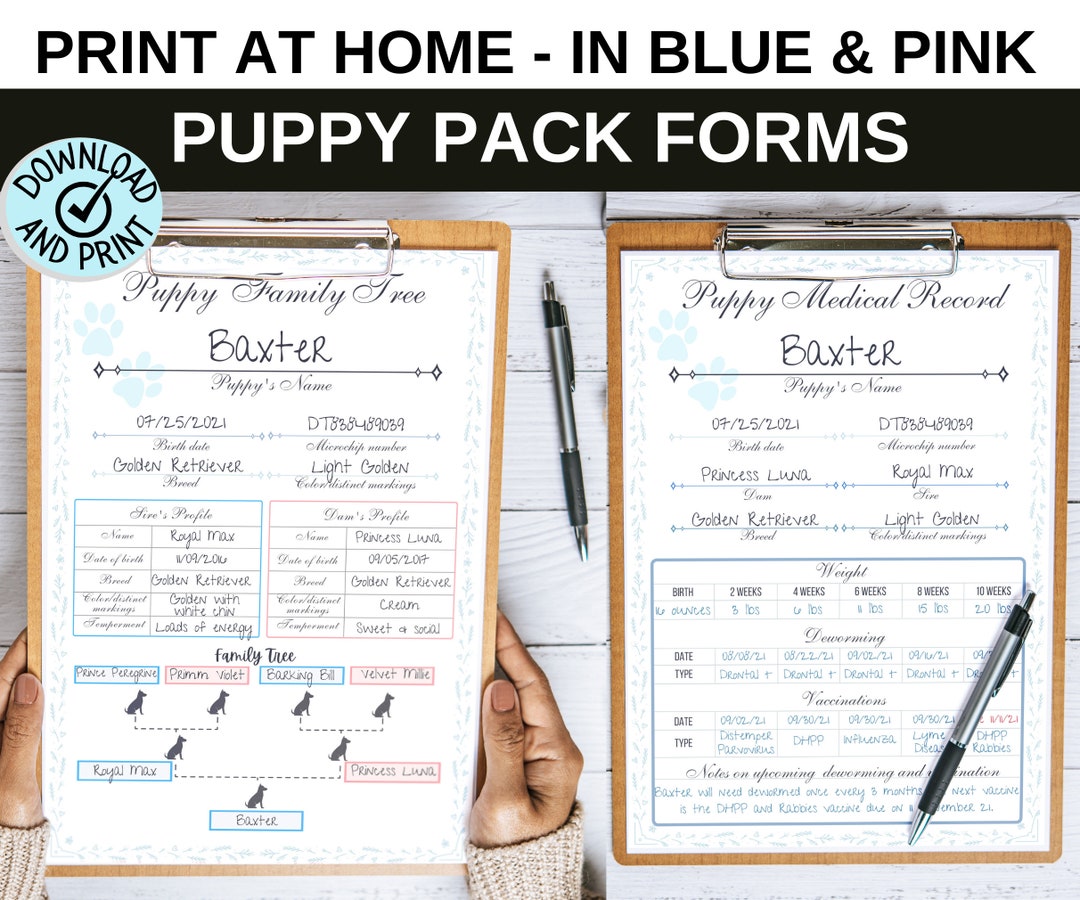 PUPPY PROFILE FORMS | Puppy Family Tree | Puppy Vaccine Record ...