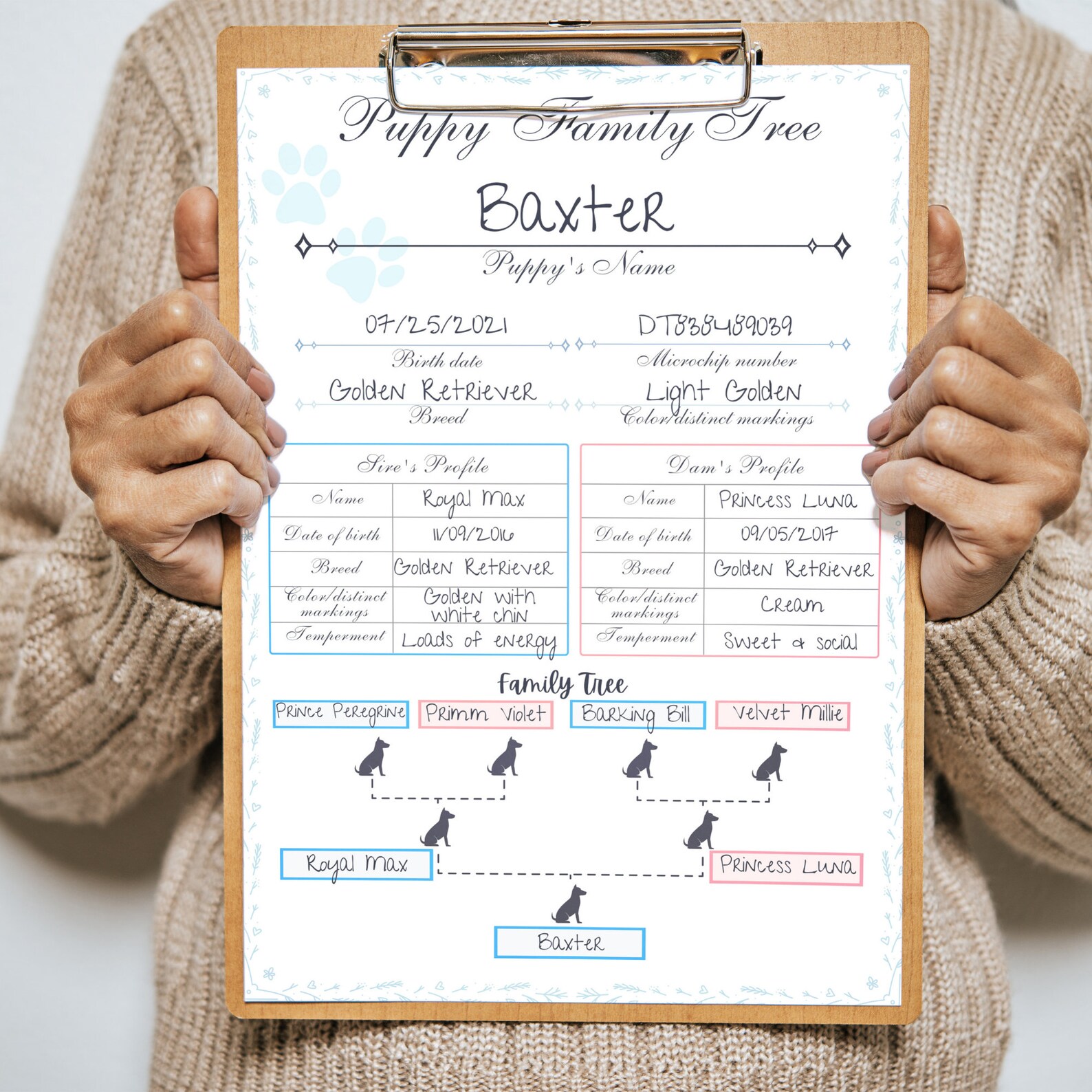 PUPPY PROFILE FORMS Puppy Family Tree Puppy Vaccine Record - Etsy