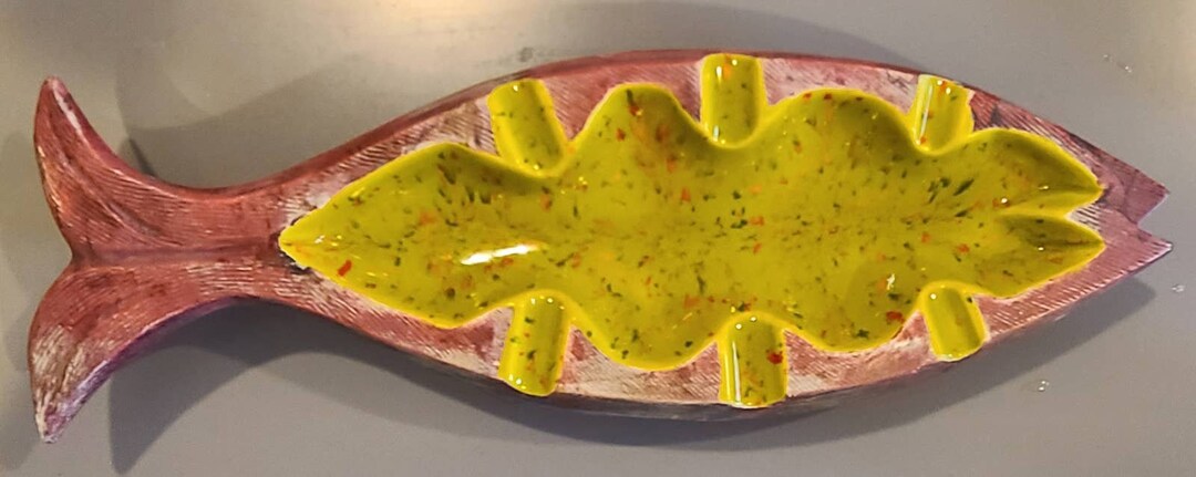 Vintage Big Fish Ashtray 12 Boat Glazed Marble - Etsy