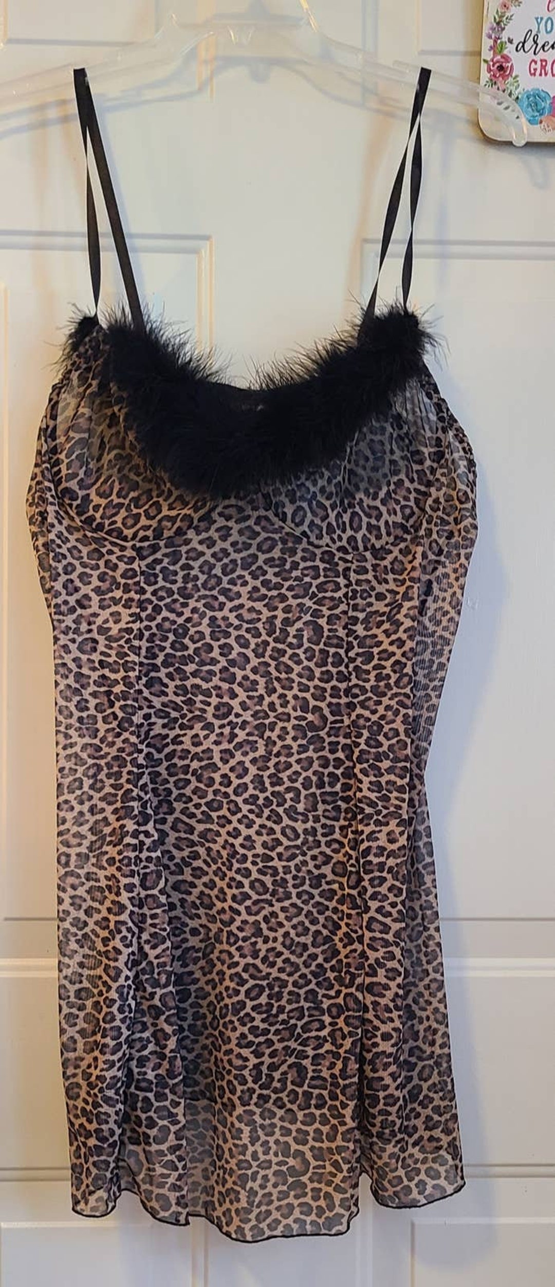 Vintage Plus Size Nighty Leopard Animal Print Sheer Fur Lined - Etsy