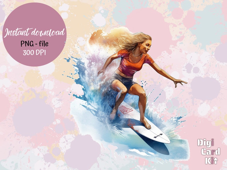Surfer Sublimation PNG Printable Illustration Instant - Etsy