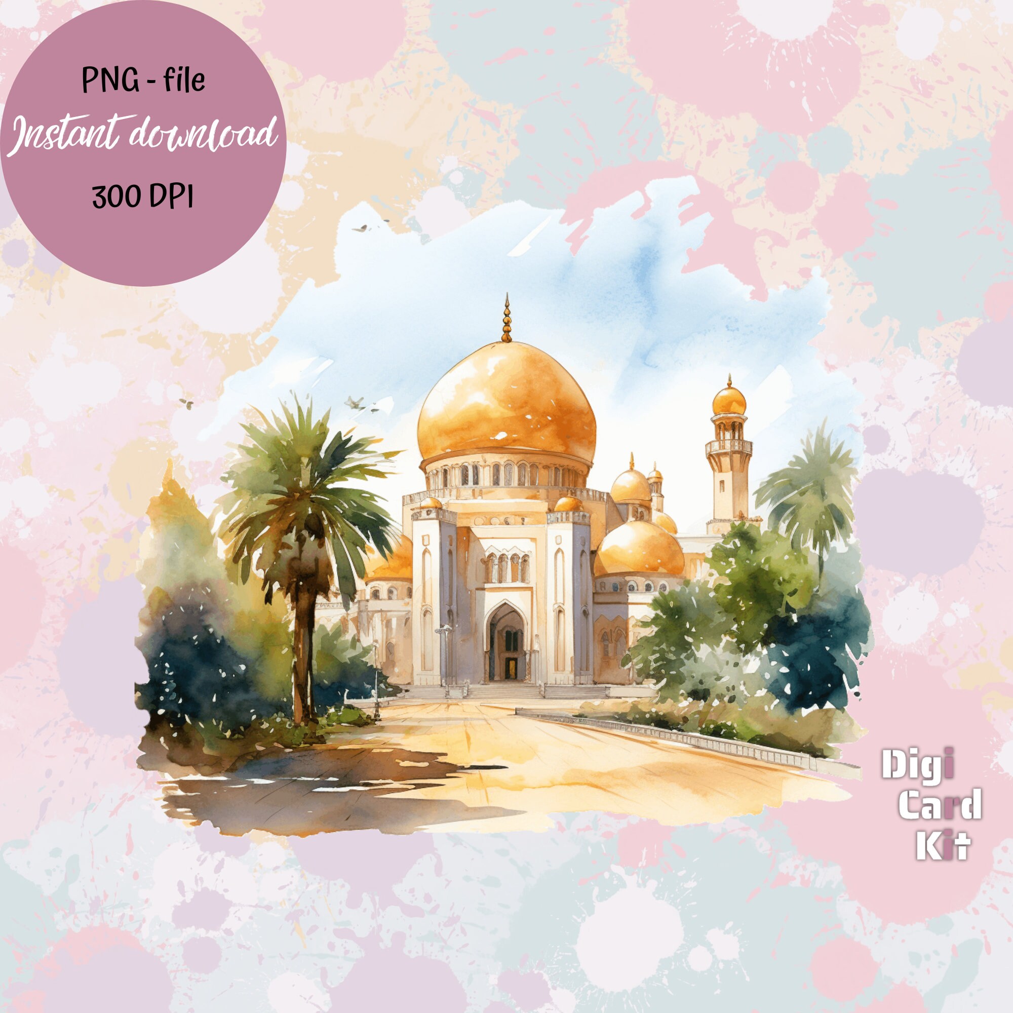 Mosques Printable Illustration Instant Download Transparent 300 DPI ...