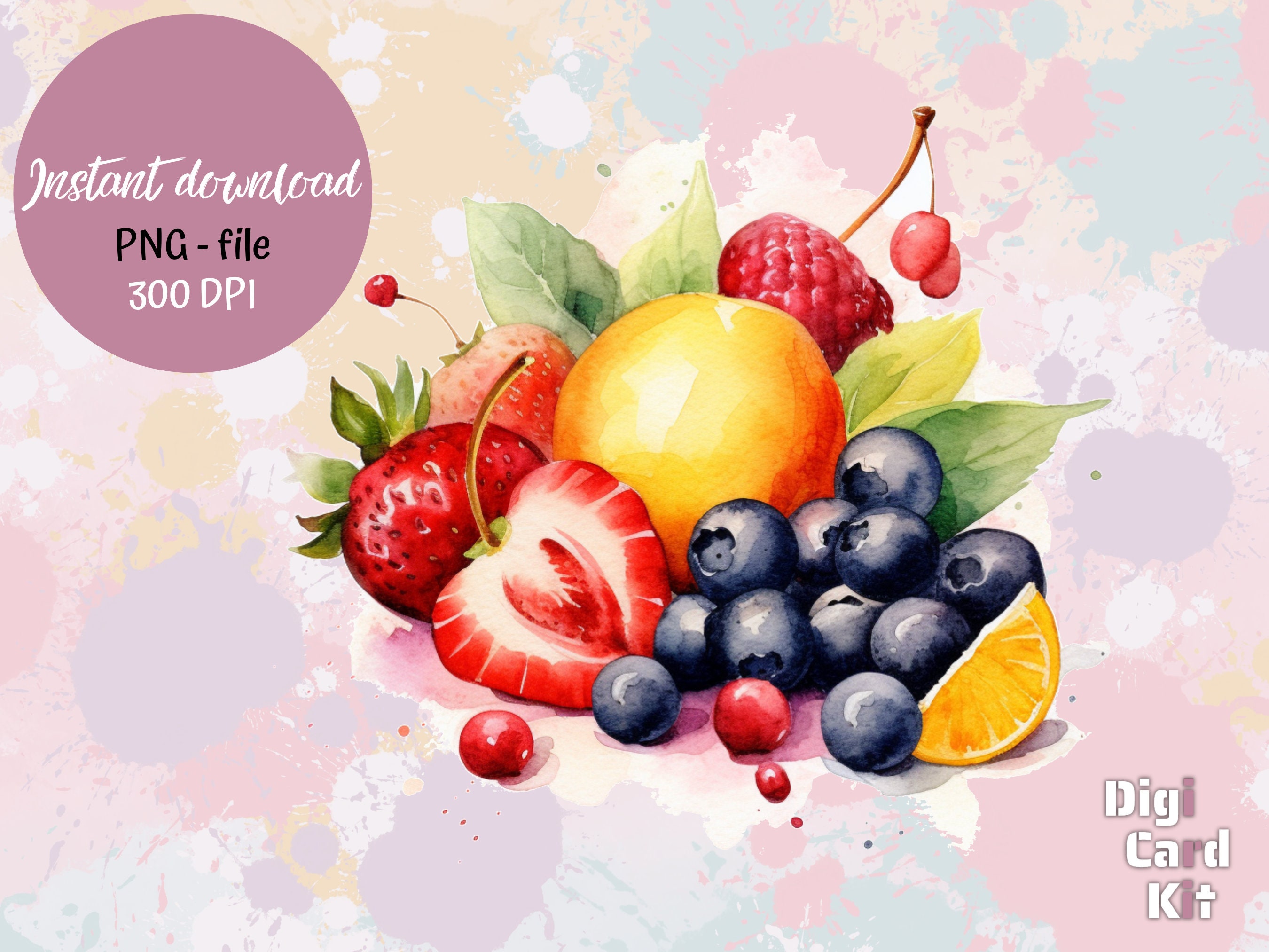Fruit Sublimation PNG Printable Illustration Instant Download ...