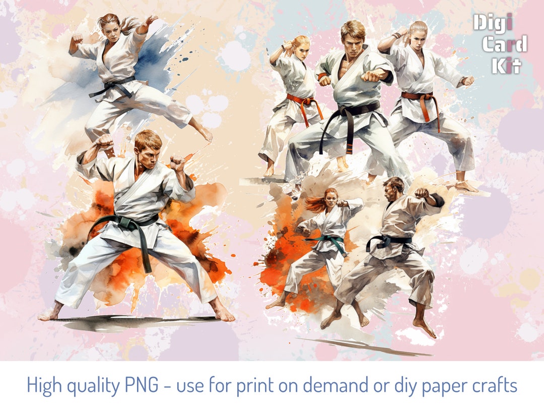 Karate Poses | Sublimation PNG | Printable Illustration | Instant ...