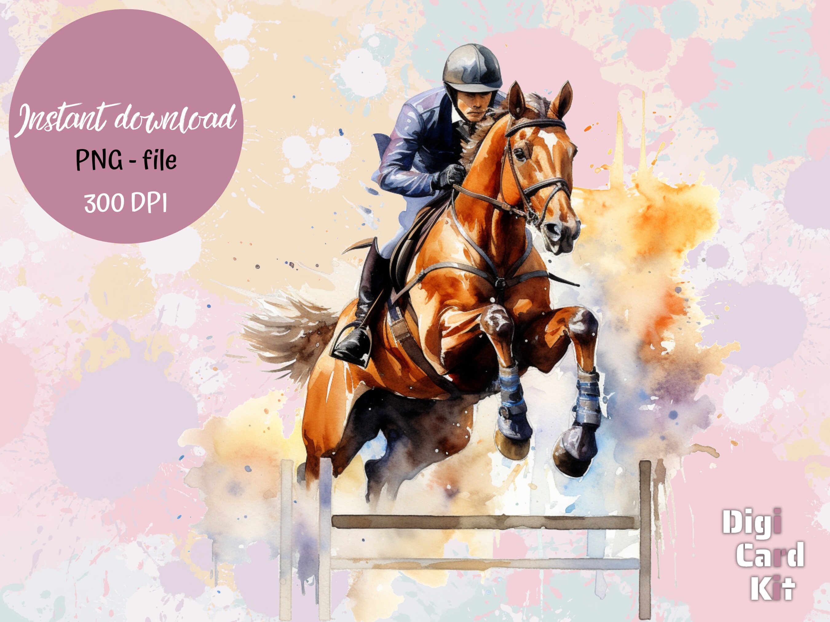 Horseback Rider Sublimation PNG Printable Illustration - Etsy