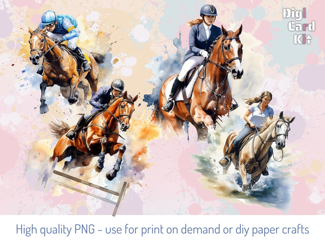 Horseback Rider | Sublimation PNG | Printable Illustration | Instant ...