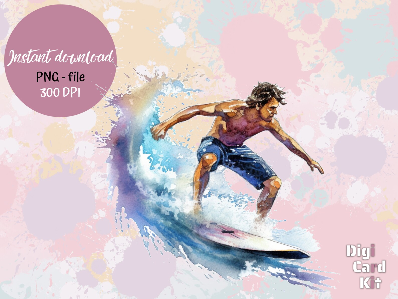 Surfer Sublimation PNG | Printable Illustration | Instant Download ...