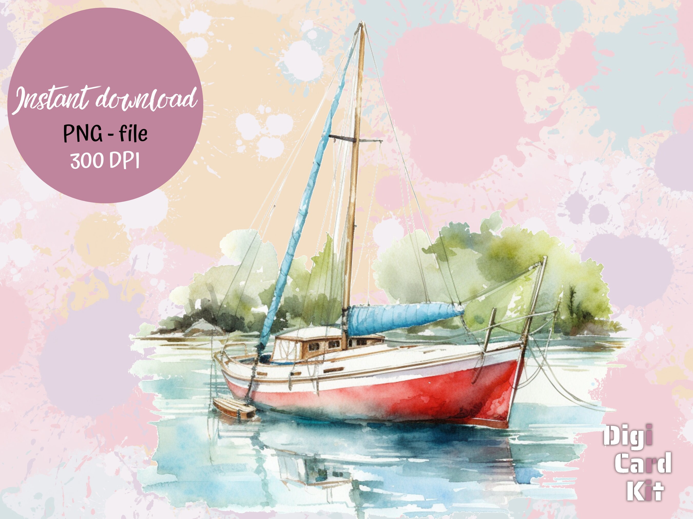 Boat Sublimation PNG | Printable Illustration | Instant Download ...