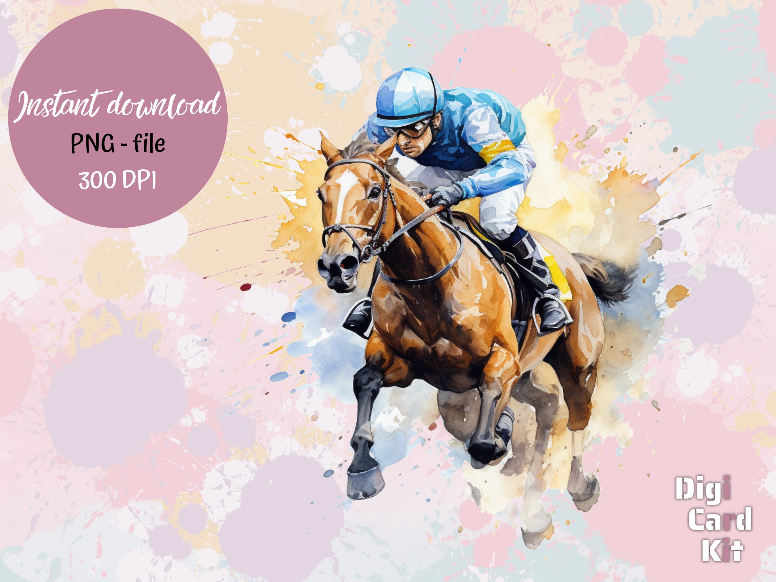 Horseback Rider Sublimation PNG Printable Illustration - Etsy