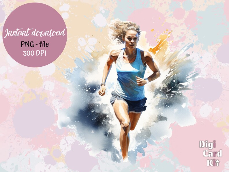 Runner Sublimation PNG Printable Illustration Instant Download ...
