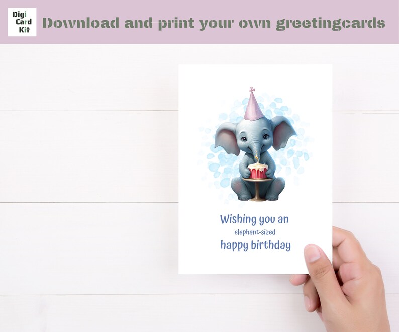 Elephant Birthday Instant Download and Print a Cute Birhtday - Etsy