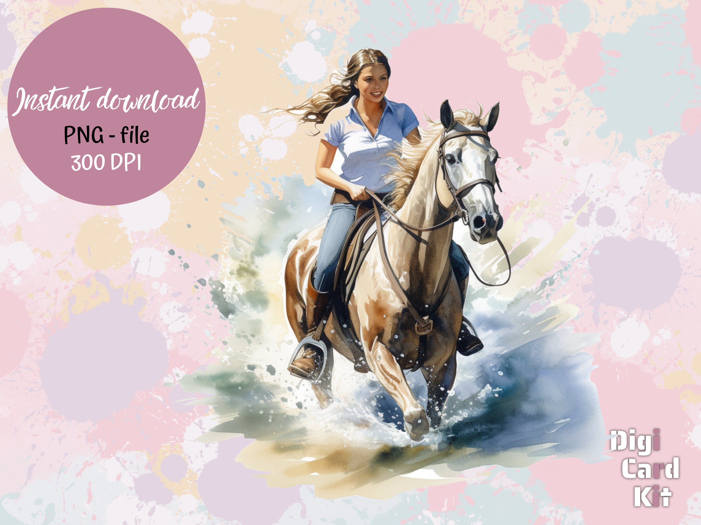 Horseback Rider Sublimation PNG Printable Illustration - Etsy