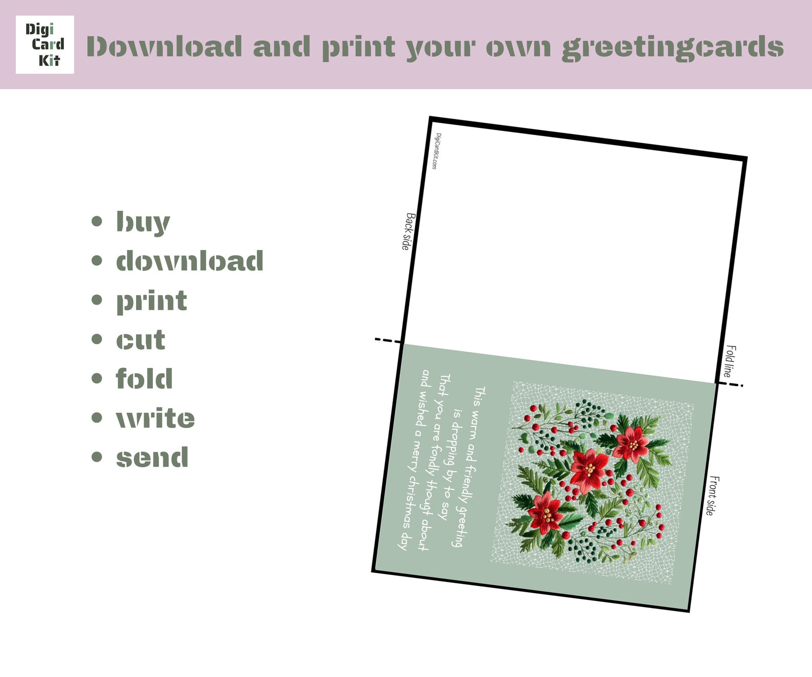 Instant Download Printable Christmas Card With Embroidery Pattern DIY ...