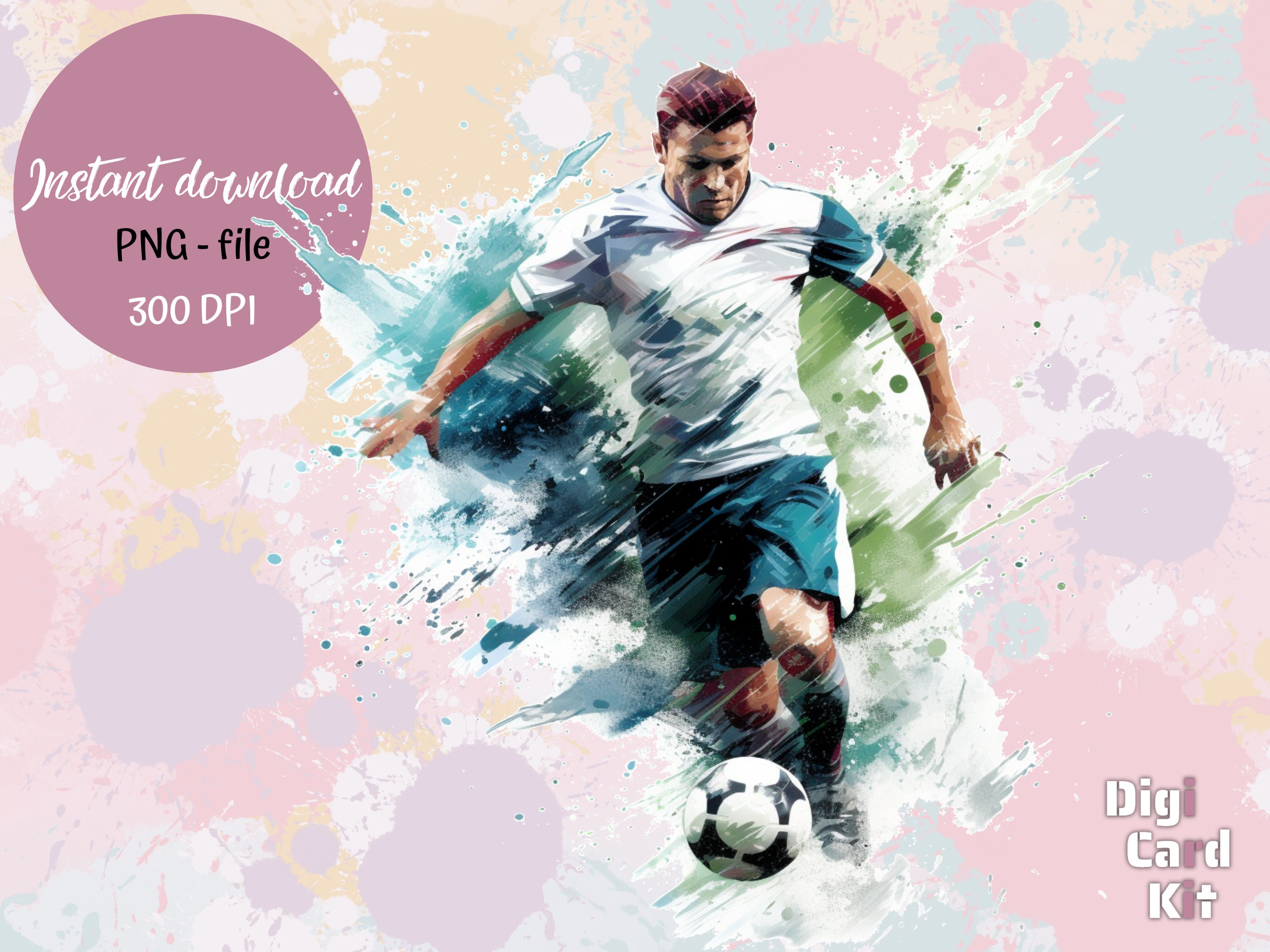 Soccer Player Sublimation PNG | Printable Illustration | Instant ...