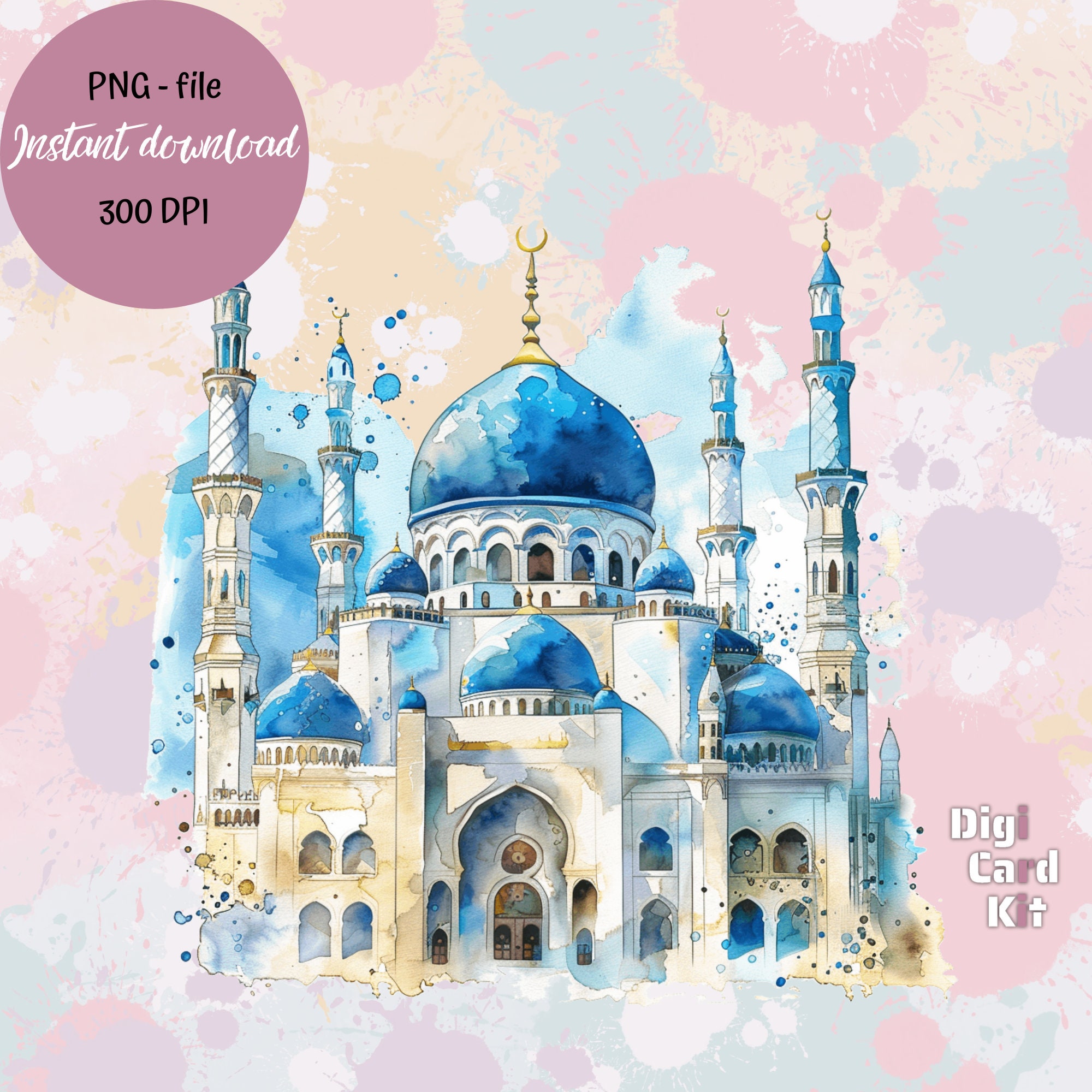 Mosques Printable Illustration Instant Download Transparent 300 DPI ...
