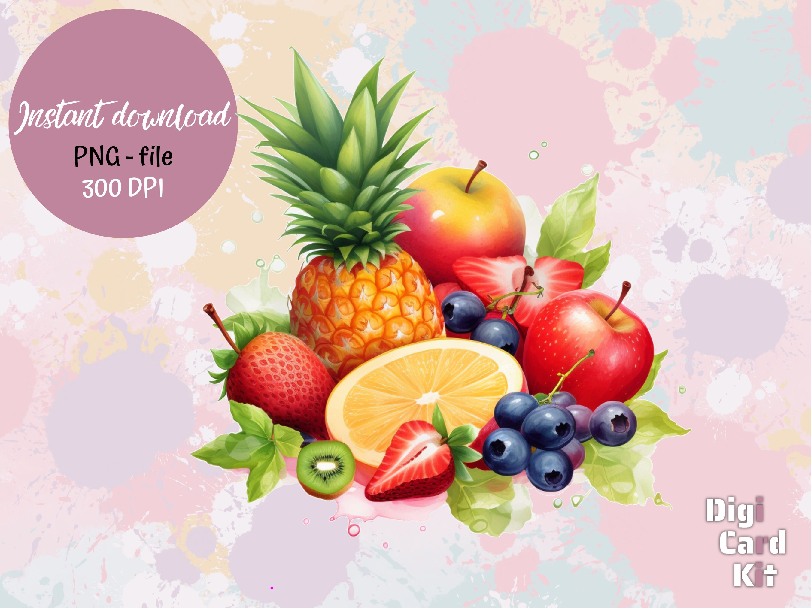 Fruit Sublimation PNG Printable Illustration Instant Download ...