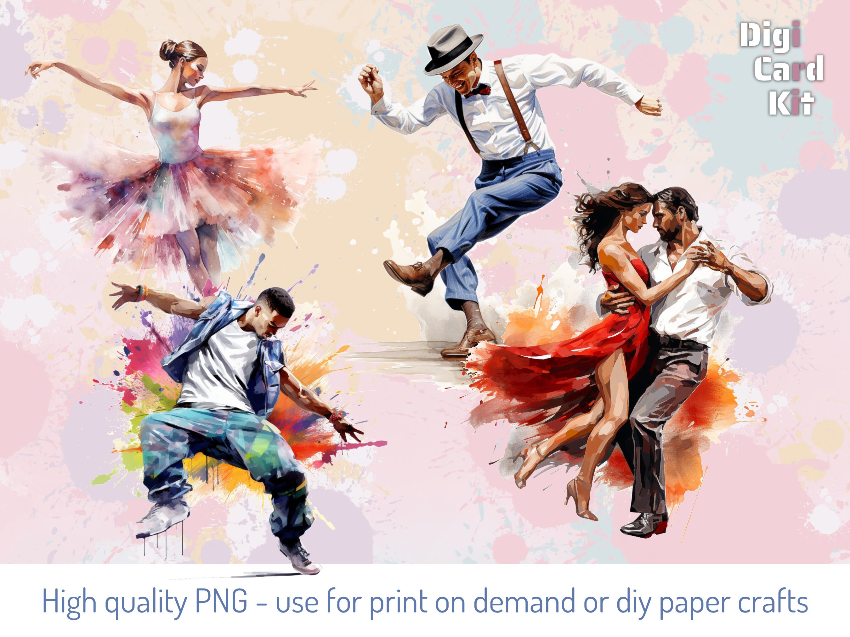 Dancers Sublimation PNG Printable Illustration Instant Download ...