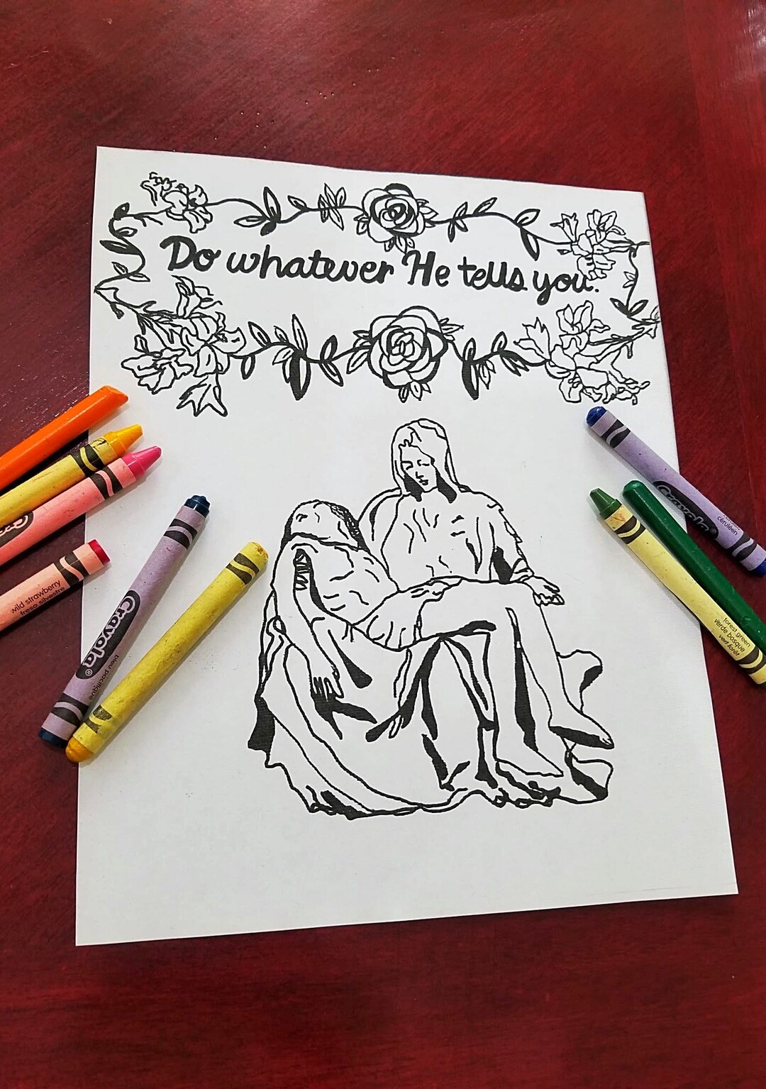 Pieta Coloring Page: Catholic Art (digital Download) - Etsy