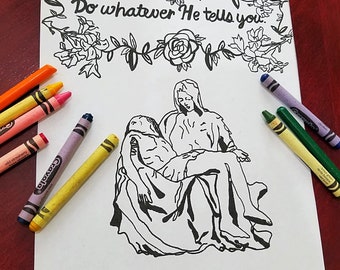 Pieta Coloring Page | Etsy