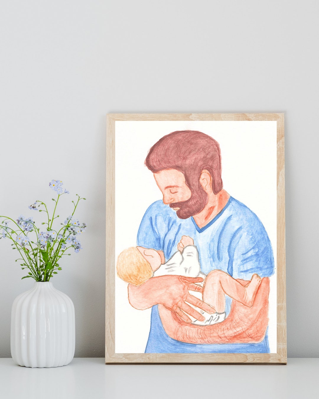 Father's Day Gift - Physical Print - Dad With Baby - Baby Shower Gift ...