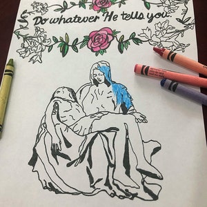 Pieta Coloring Page: Catholic Art (digital Download) - Etsy