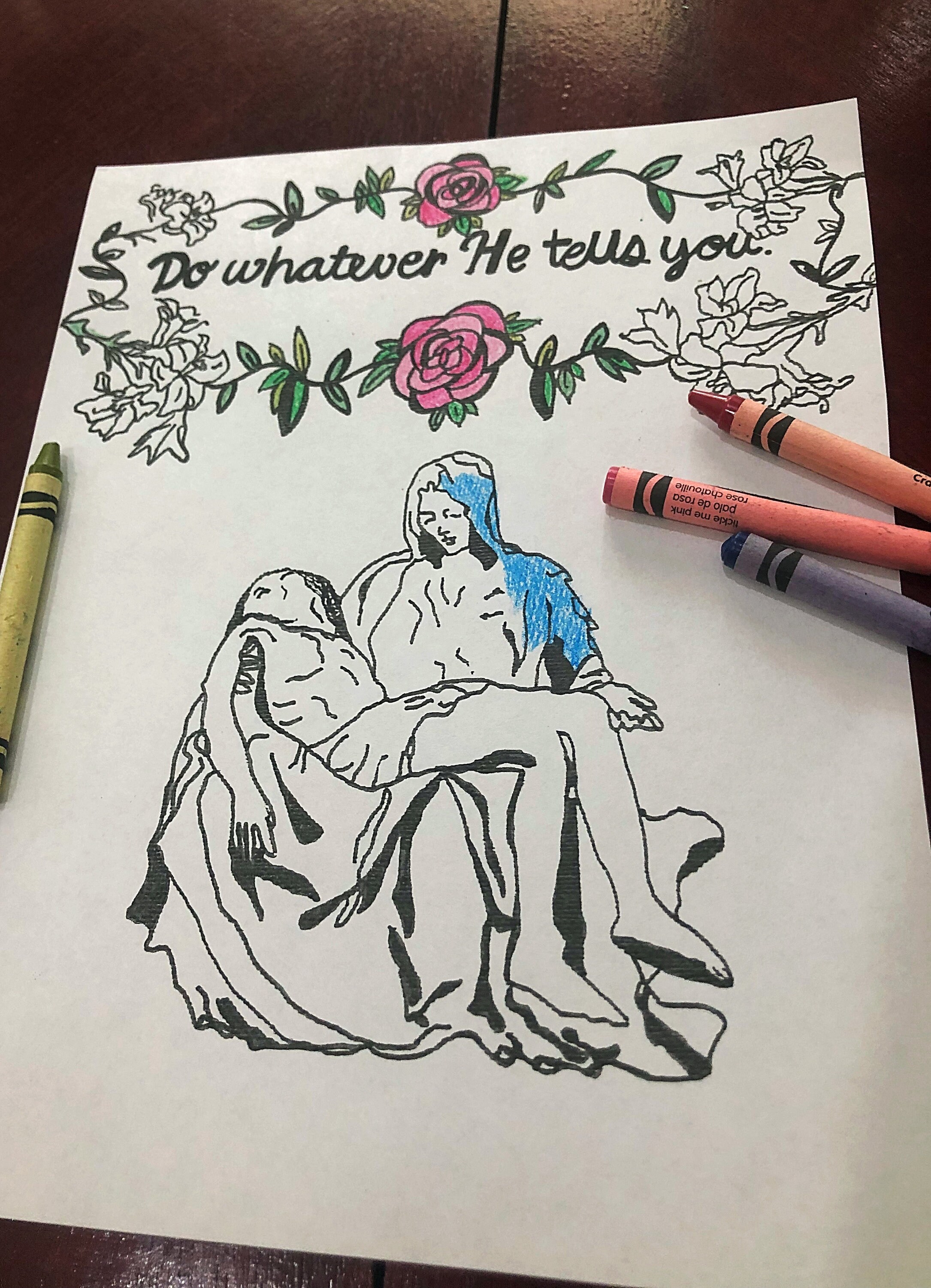 Pieta Coloring Page Catholic Coloring Page - Etsy Finland