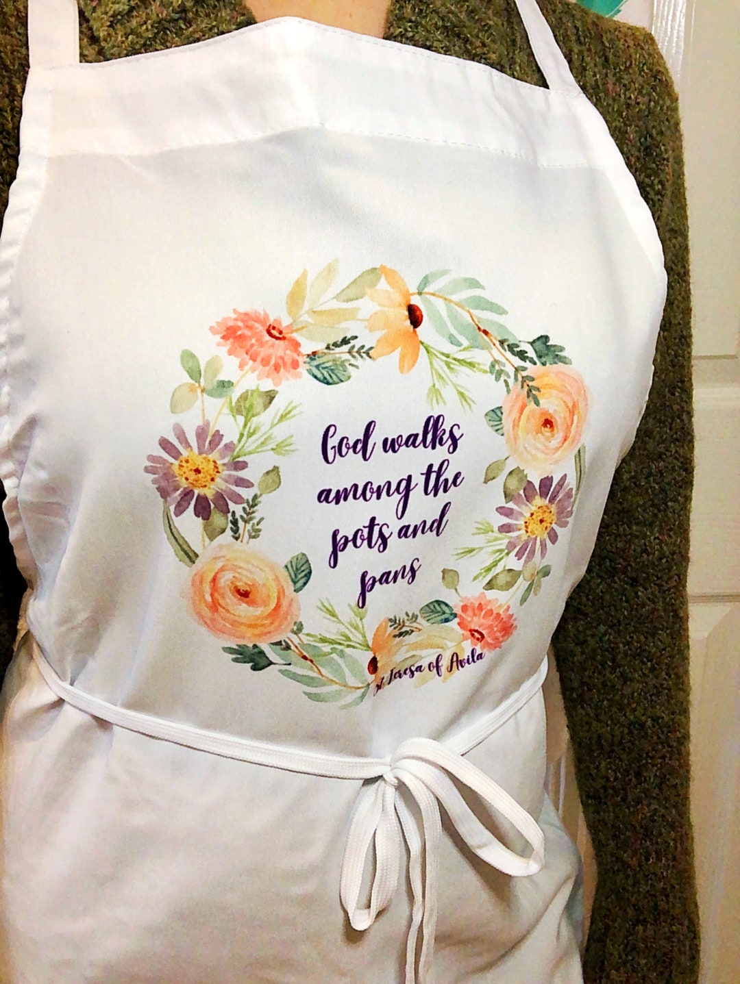 Catholic Apron - God Walks Among the Pots and Pans - Catholic Mother's ...
