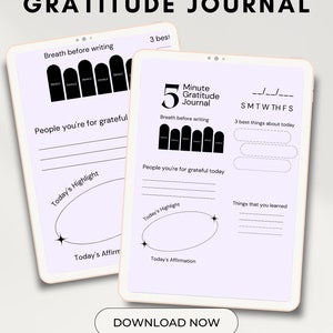 5 Minute Printable Gratitude Journal - Digital Download - Etsy
