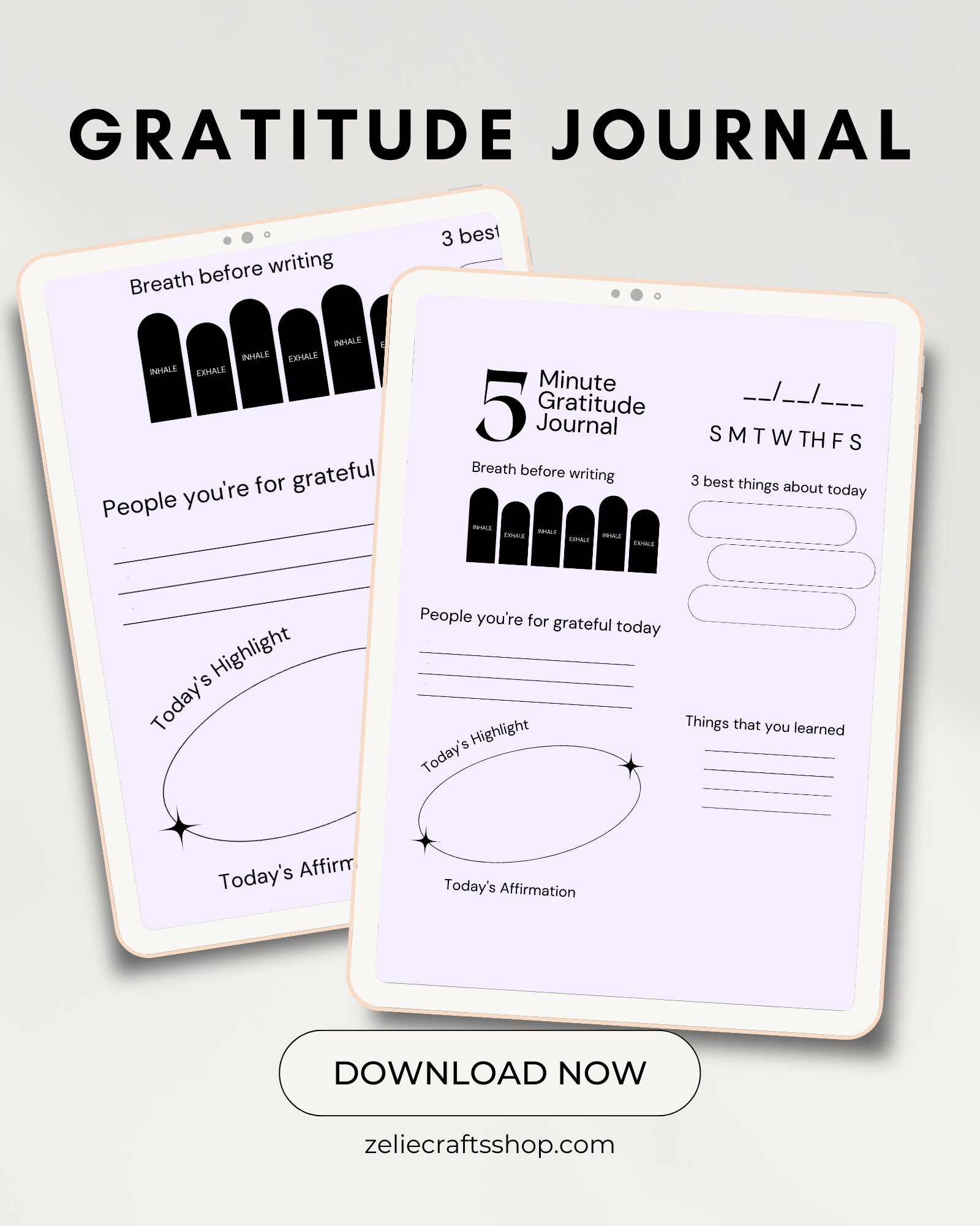 5 Minute Printable Gratitude Journal Digital Download - Etsy