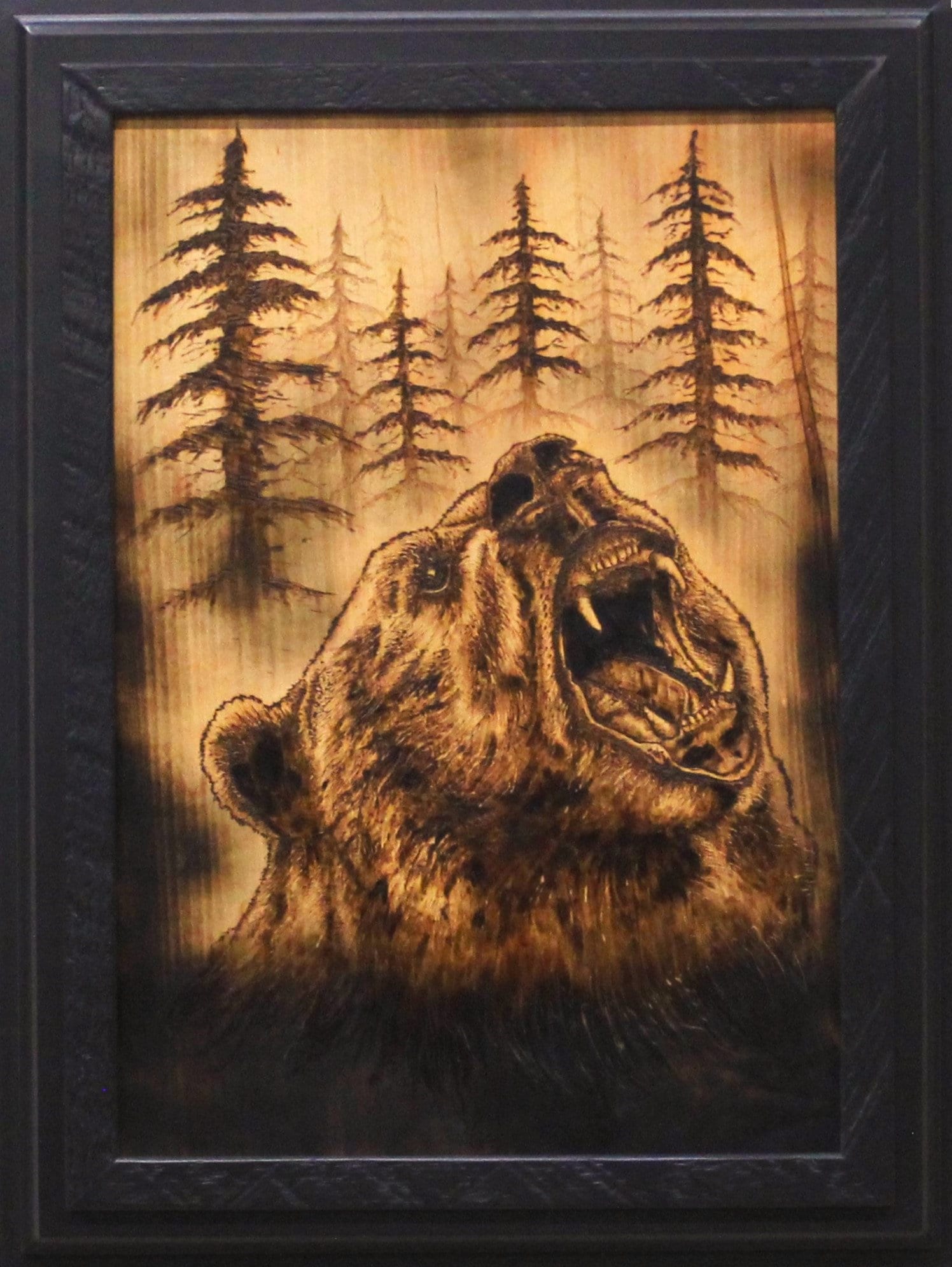 In the Night, Original Pyrography, Woodburning, Wildlife Art, Bear - Etsy