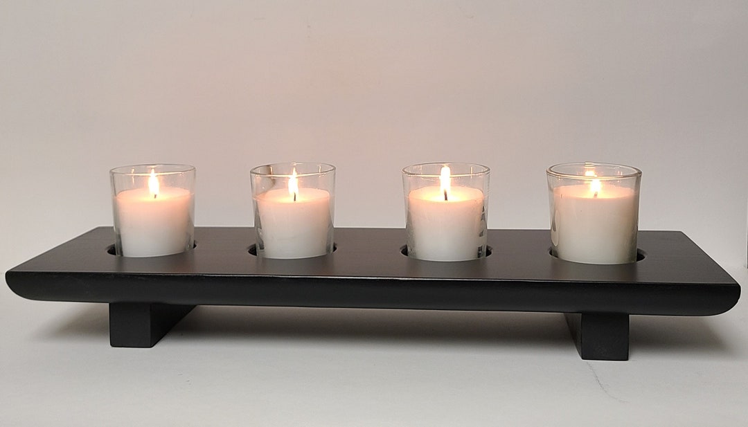Contemporary 4 Candle Votive Holder| Wood Décor | Home Décor ...